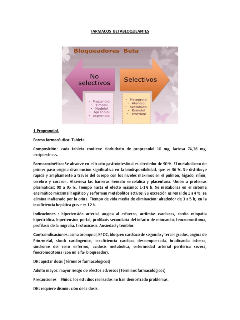 Farmacos Betabloqueantes | PDF | Insuficiencia cardíaca | Medicamentos ...