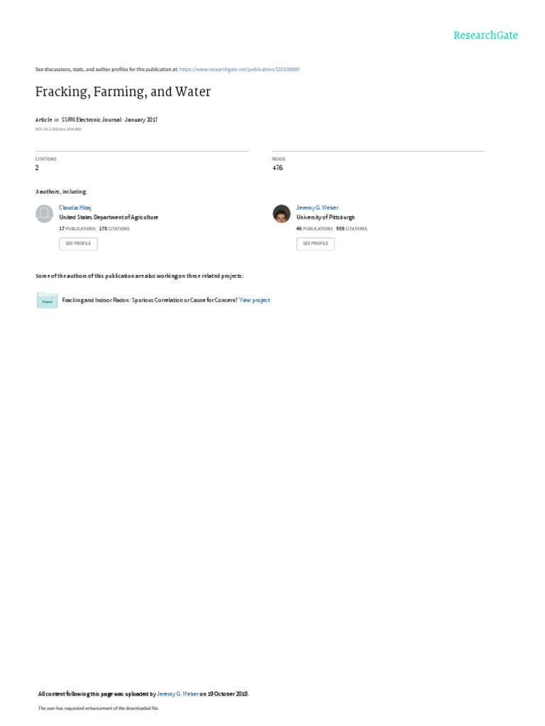 Fracking, Farming, and Water: SSRN Electronic Journal January 2017 ...