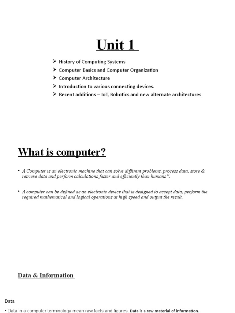 CSP101 - Unit 1 | PDF | Personal Computers | Computer Network