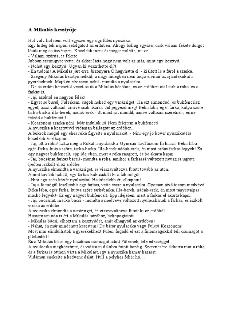 A Mikulás Kesztyűje | PDF