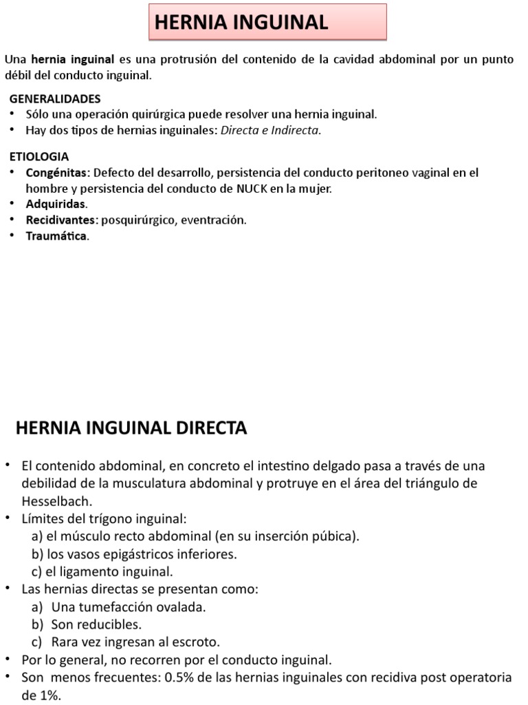 Hernias Inguinales: Tipos y Diagnóstico | PDF | Especialidades Medicas ...