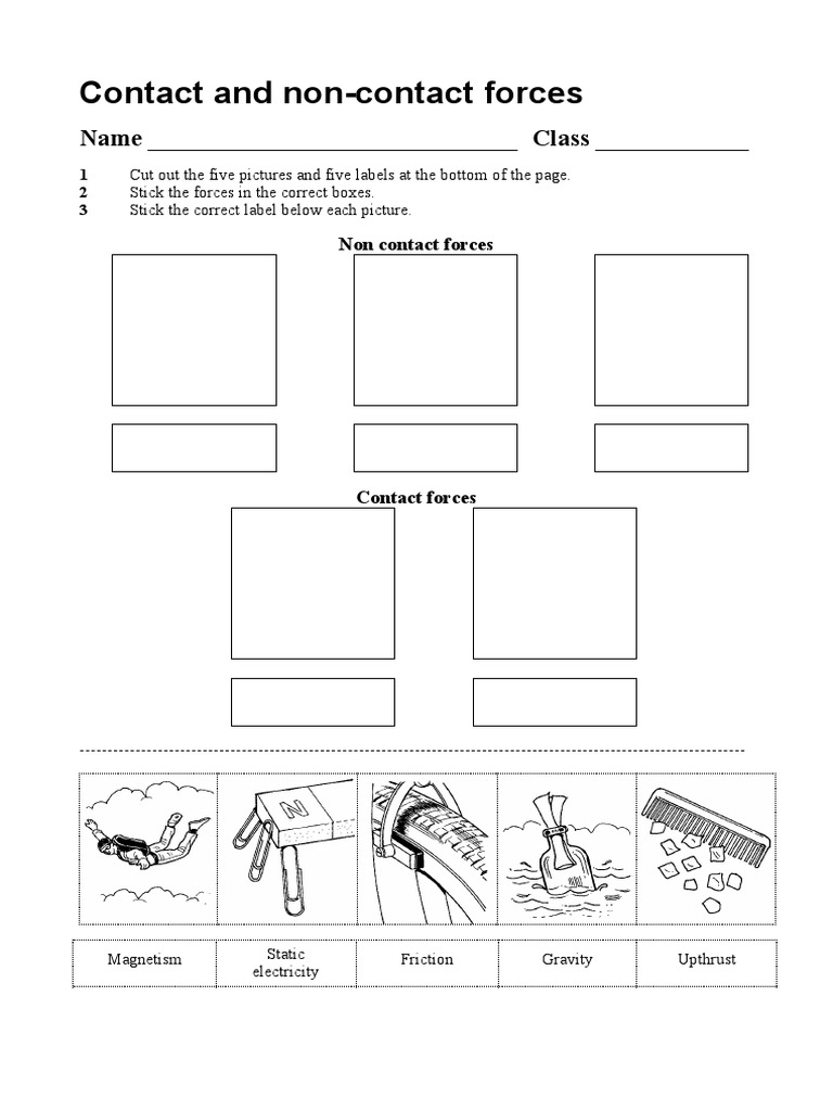 Contact and Non-Contact Forces: Name - Class | PDF