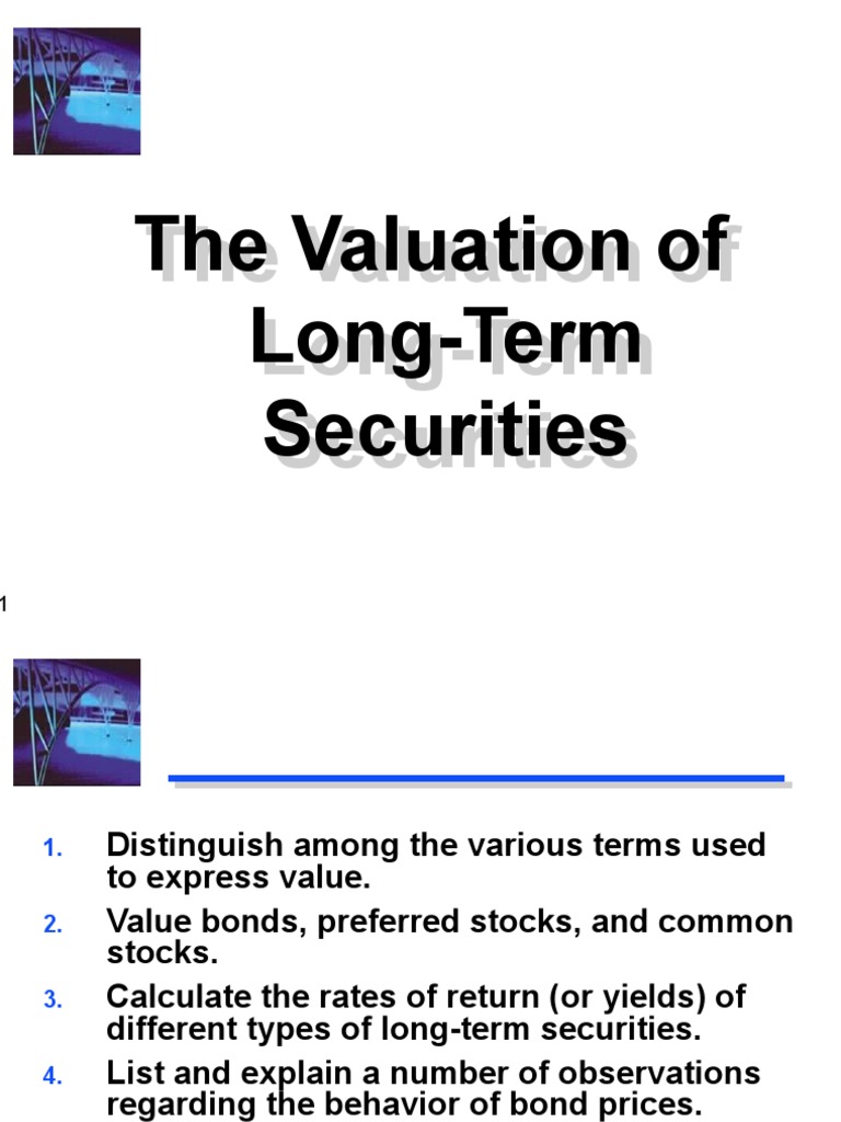 The Valuation of Long-Term Securities | PDF | Valuation (Finance ...