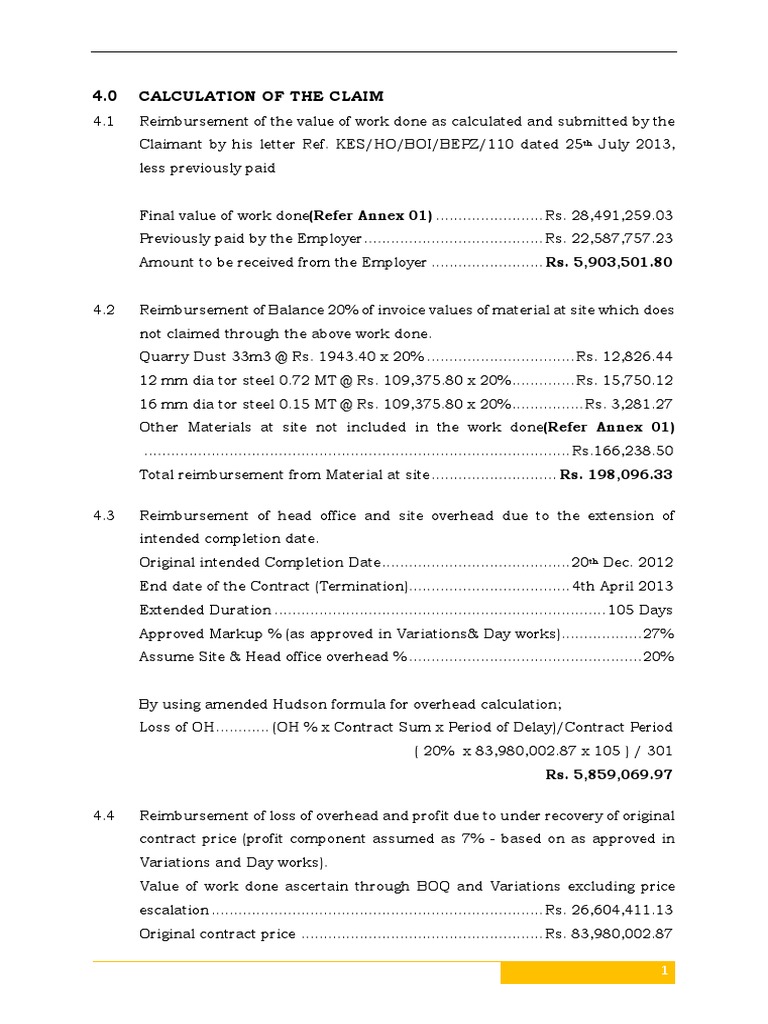 Claim Calculation | PDF | Value Added Tax | Payments