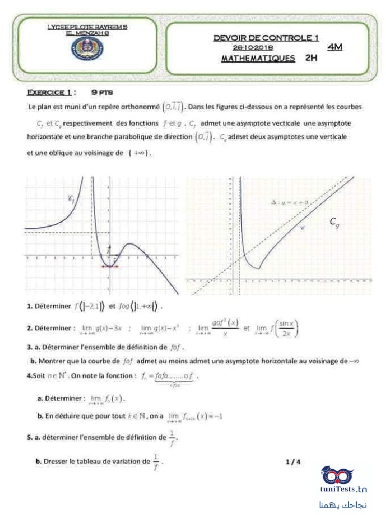 Devoir - de - Controle - N1-Bac-Maths - Lycee Pilote Bayrem 5 Elmenzeh ...