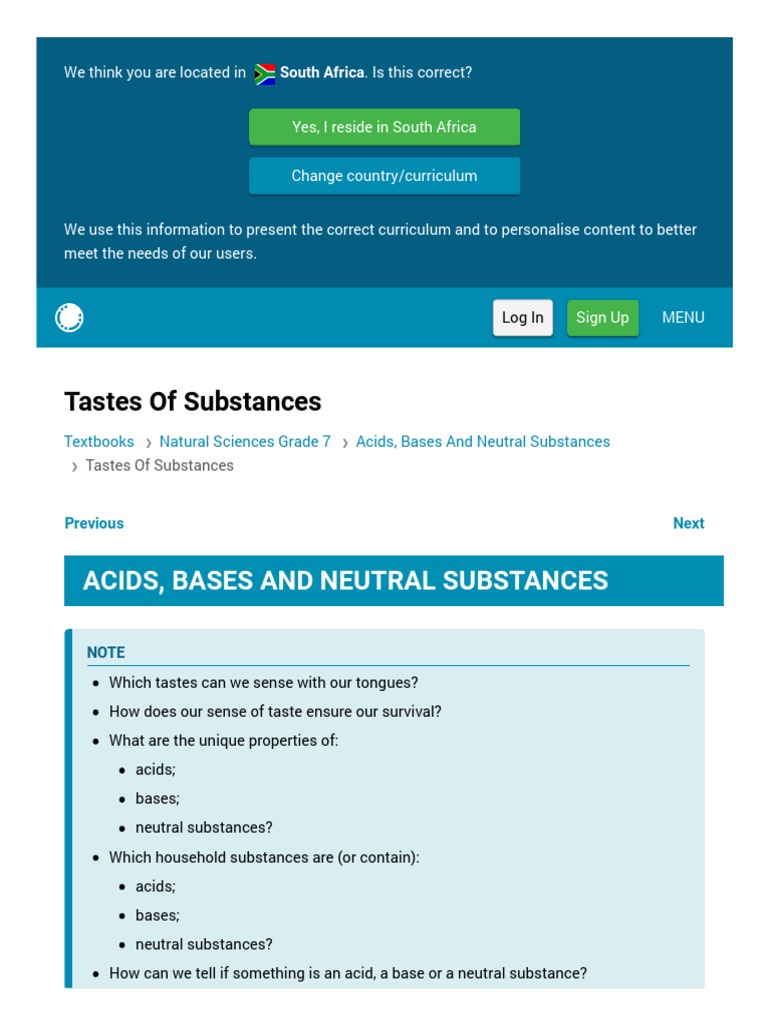 Tastes of Substances - Acids, Bases and Neutral Substances - Siyavula ...