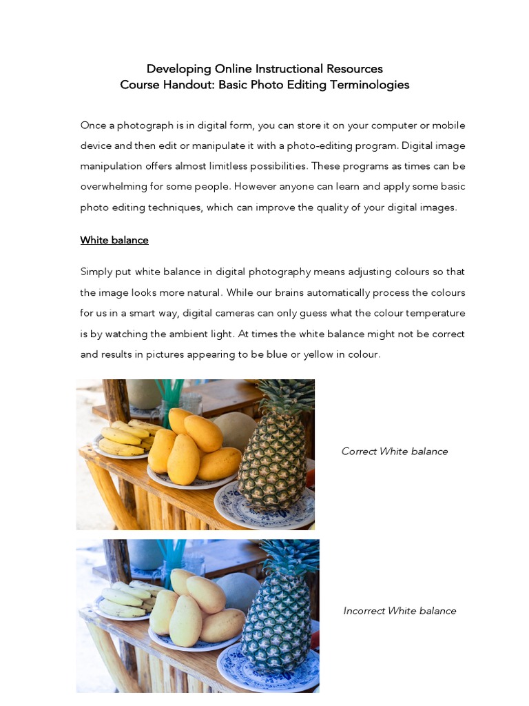 Basic Photo Editing Terms | PDF | Exposure (Photography) | Image Editing