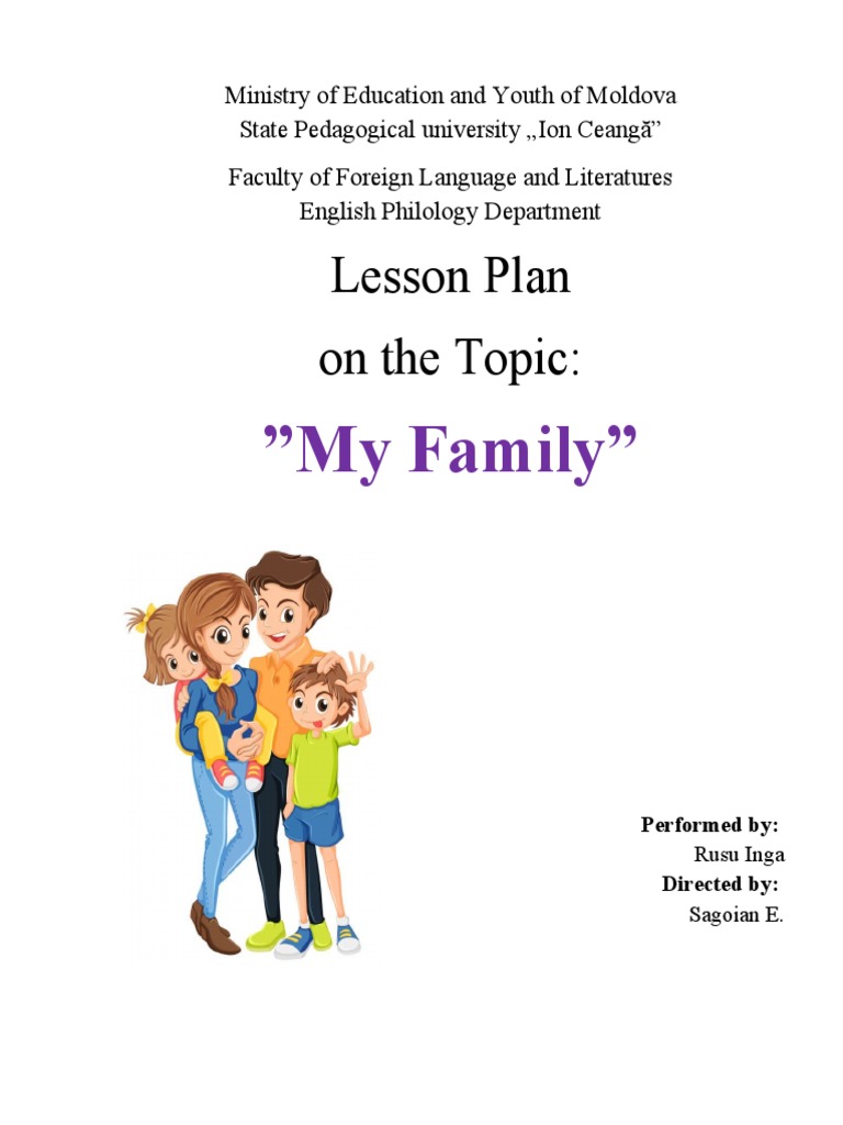 Lesson Plan On The Topic:: "My Family" | PDF | Lesson Plan | Teachers