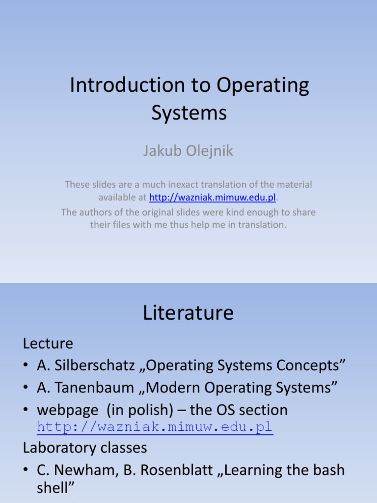 Introduction To OS | PDF | Operating System | Central Processing Unit