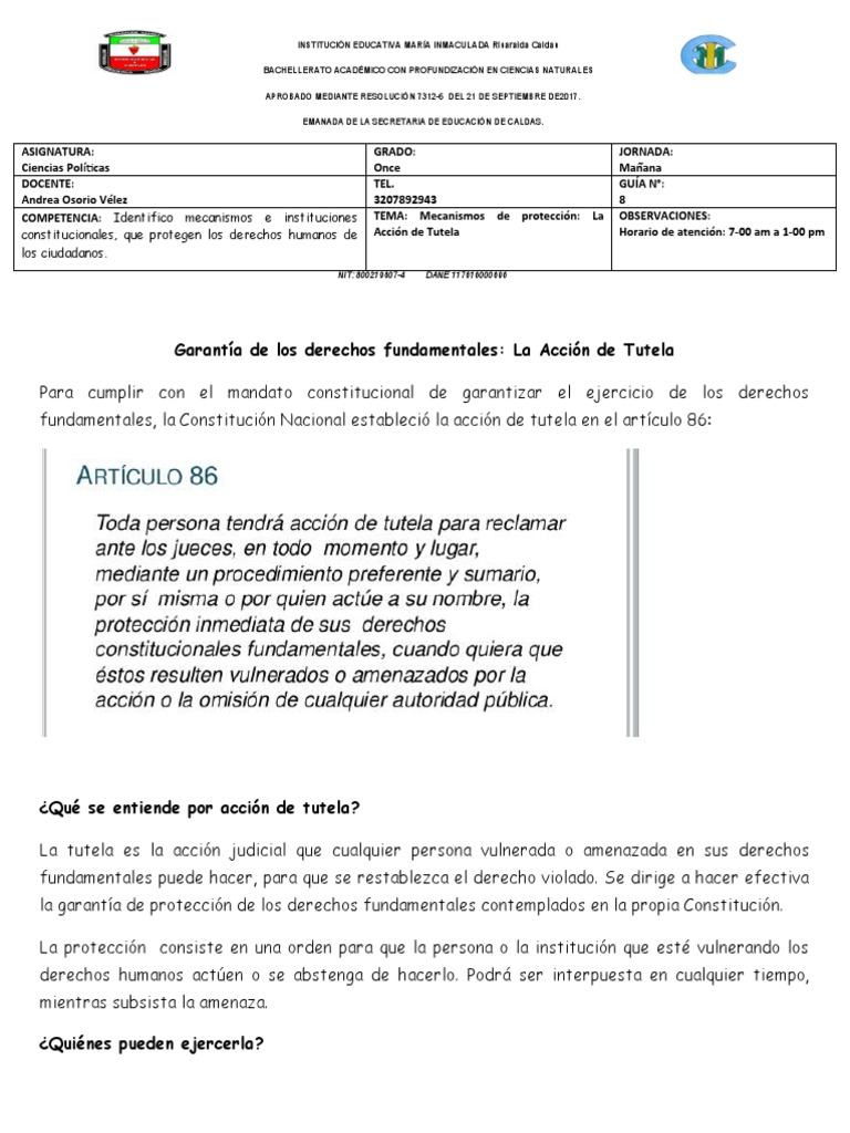 Acción de Tuleta. Grado Once. 8 | Descargar gratis PDF | Derecho ...