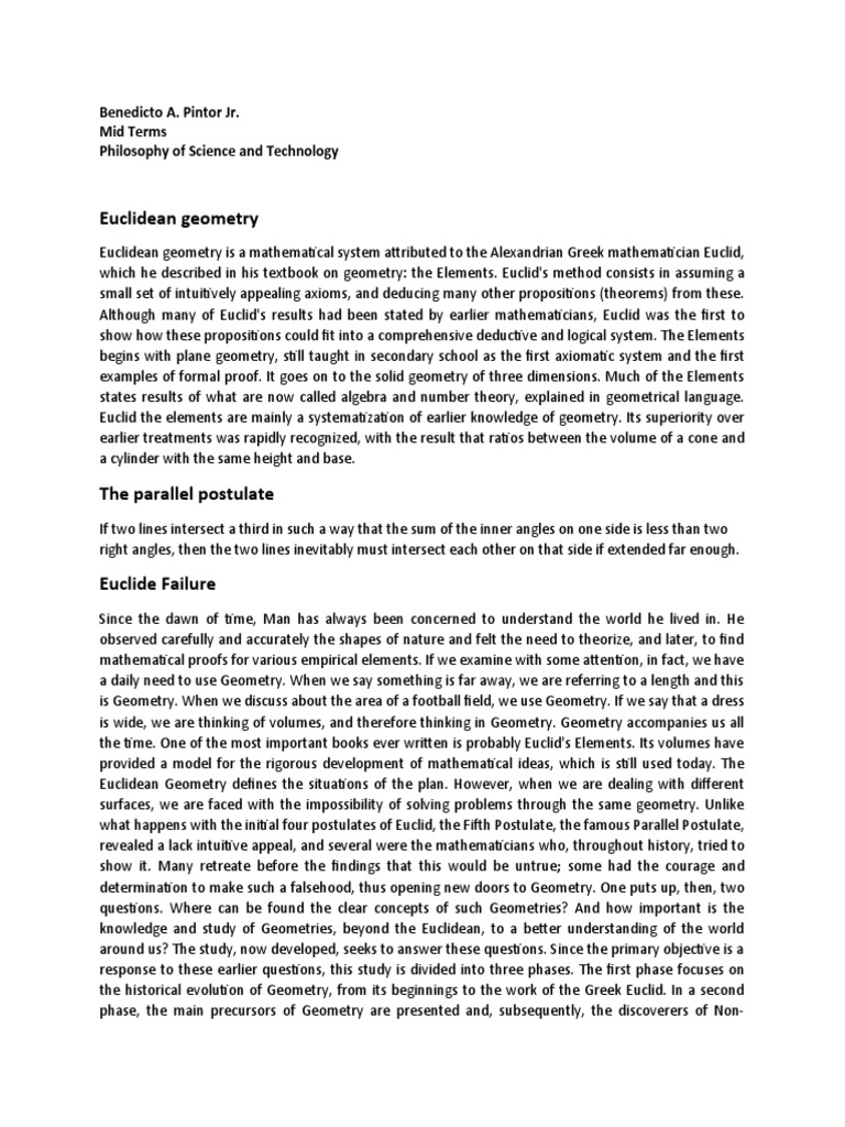 Euclidean Geometry Report | PDF | Non Euclidean Geometry | Geometry