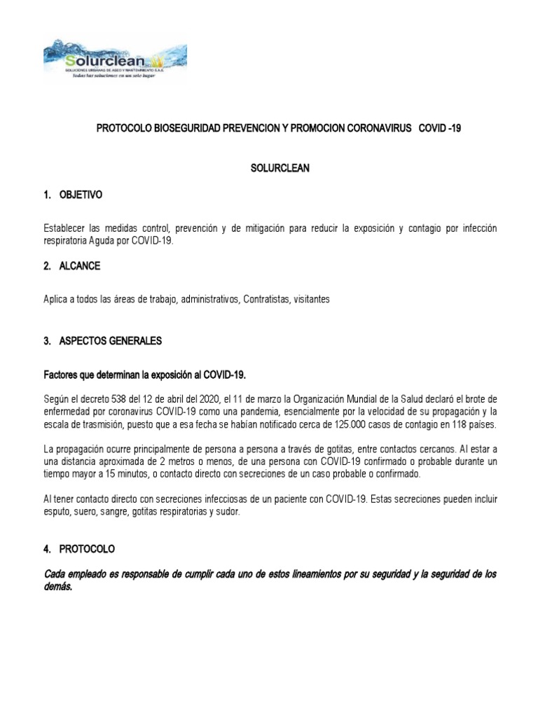 Protocolo para Ingreso A La Empresa | PDF | Especialidades Medicas | Epidemiología
