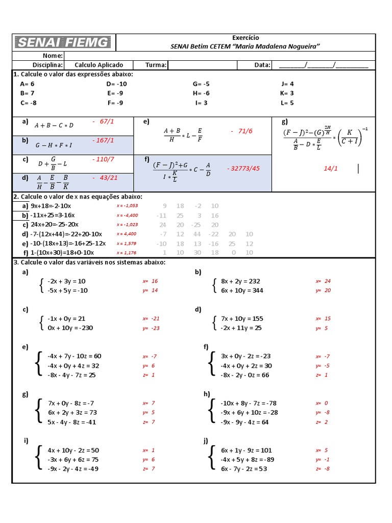 Calculo - Exercício 2 | PDF | Métodos e Materiais de Ensino