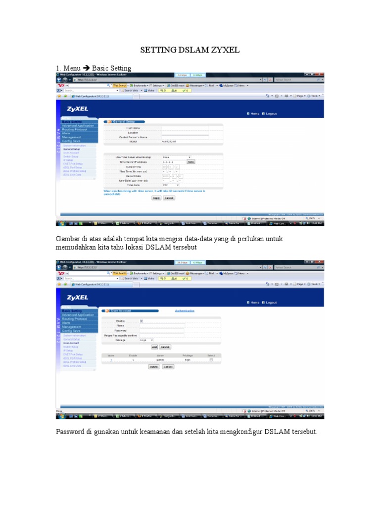 Setting Dslam & Modem Zyxel | PDF