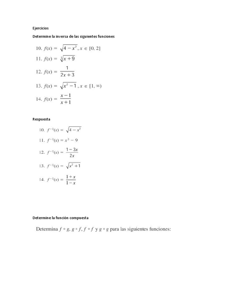 Inversa y Composición de Funciones | PDF
