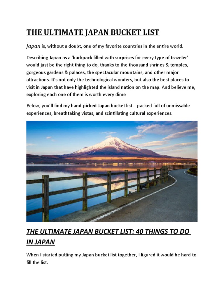 The Ultimate Japan Bucket List | PDF | Sushi | Ramen