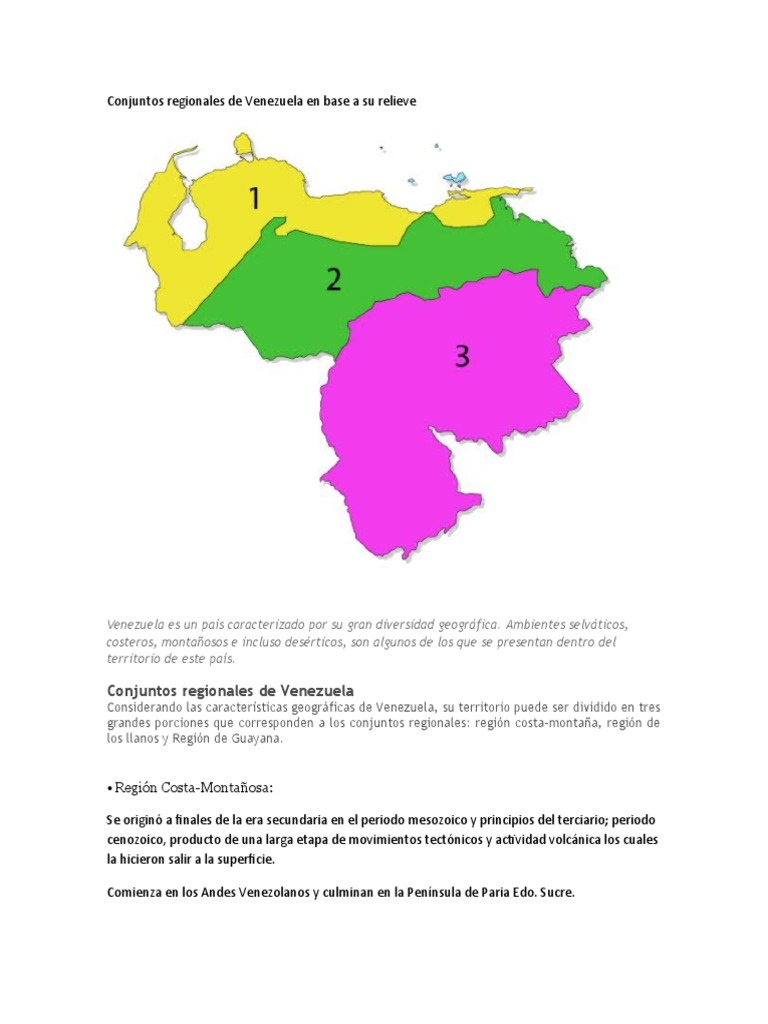 Conjuntos Regionales de Venezuela en Base A Su Relieve | PDF | Andes ...