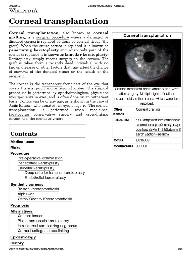 Corneal Transplantation | PDF | Cornea | Surgery
