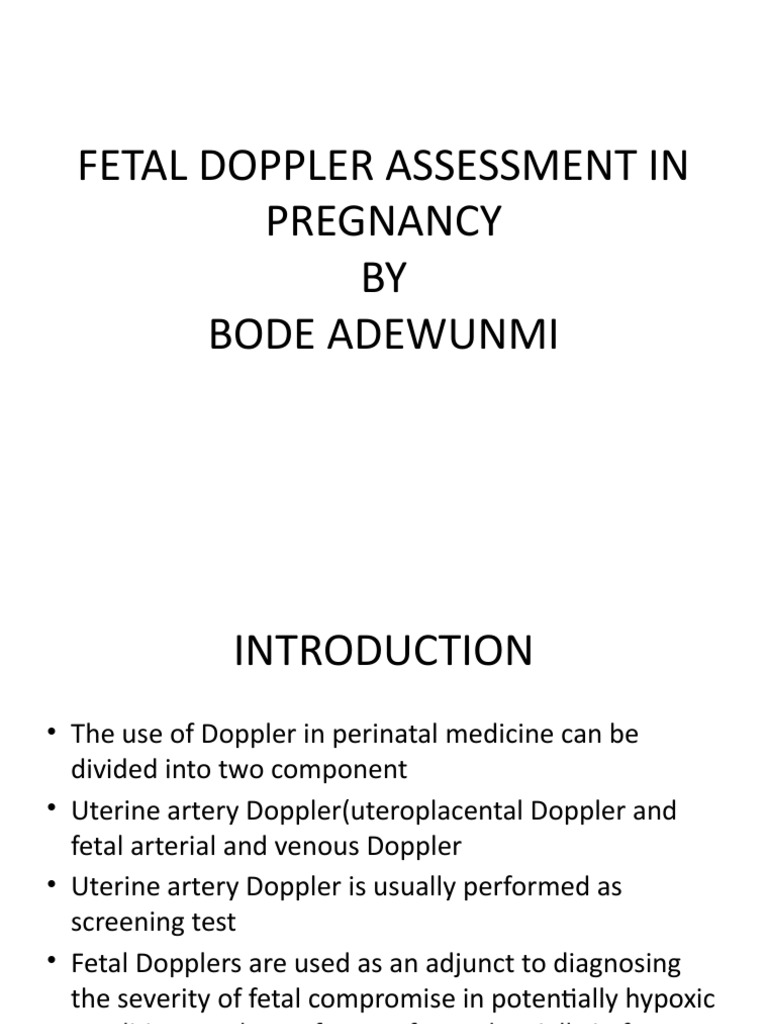 Fetal Doppler Assessment Overview | PDF | Fetus | Blood Pressure