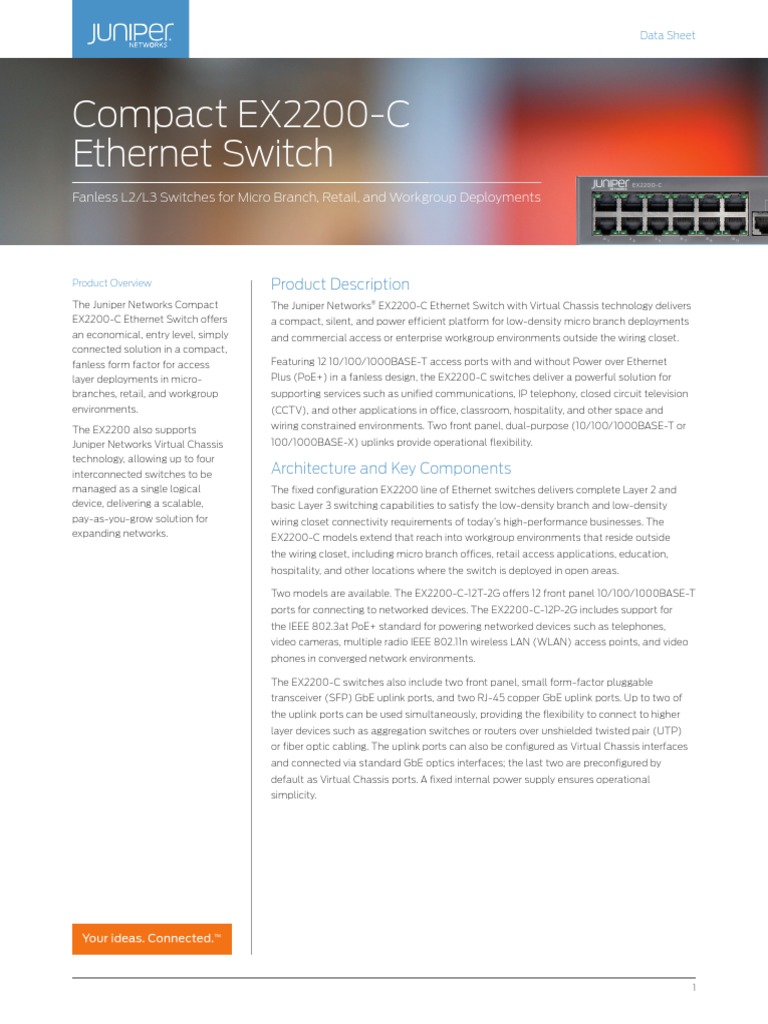 EX2200-C Ethernet Switch Datasheet | PDF | Network Switch | Computer ...