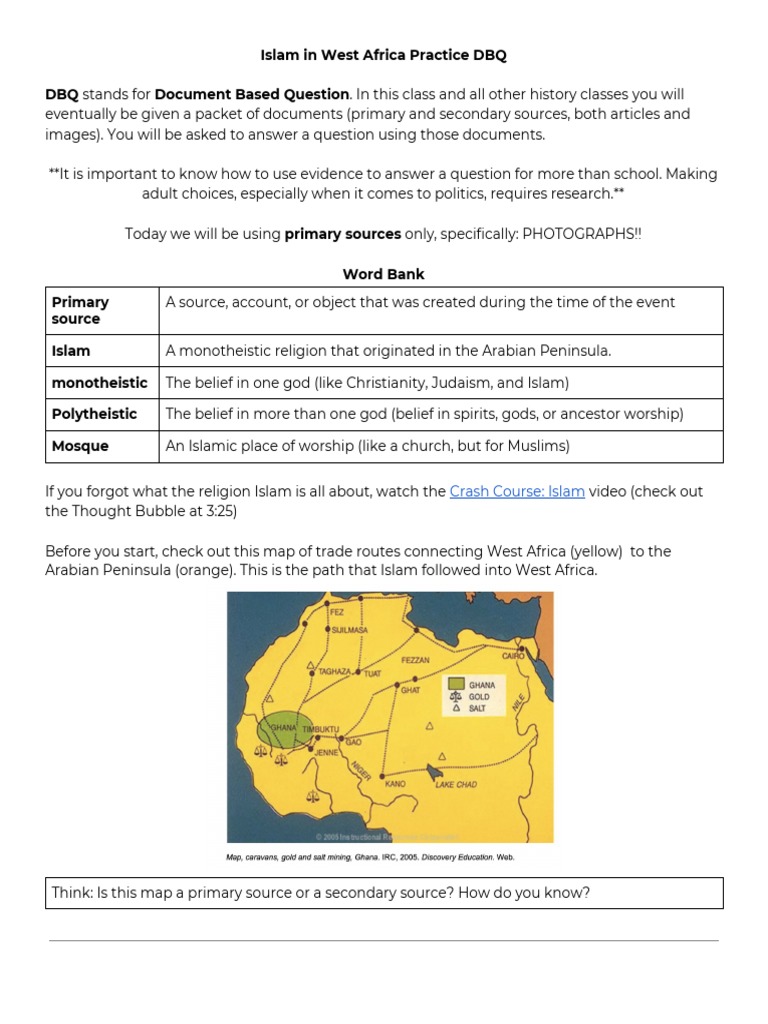 Islam's Influence in West Africa DBQ | PDF | Monotheism | Mosque