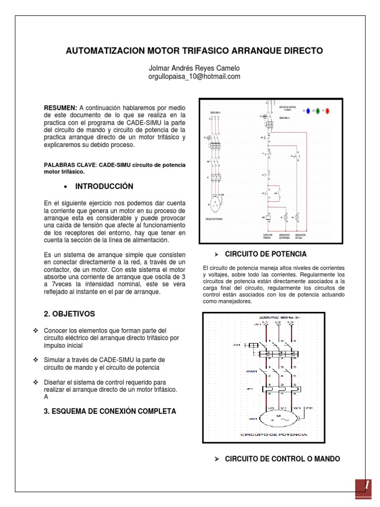 Esquema de Arranque Directo Trifásico | PDF | Relé | Energia electrica