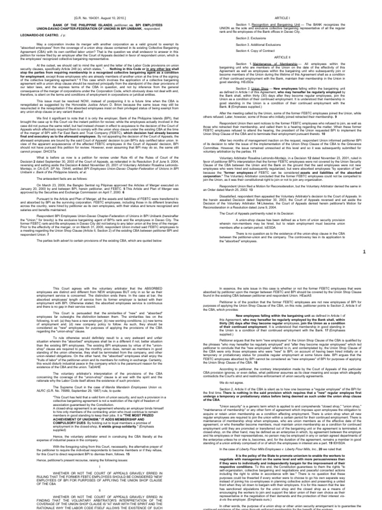 BPI V BPI Employees (2010) Full Text | PDF | Collective Bargaining ...