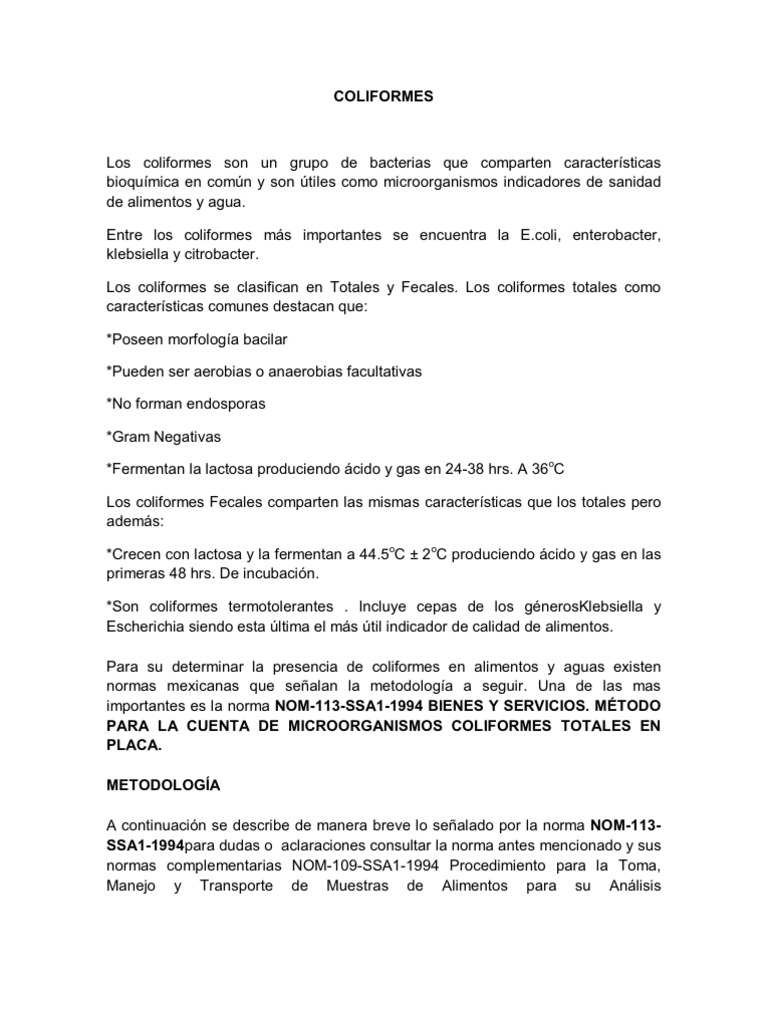 Coliformes fecales y su identificación | PDF | Microorganismo | Procariota