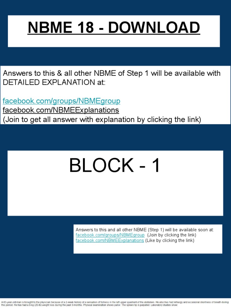 Nbme 18 - Download: Answers To This & All Other NBME of Step 1 Will Be Available With Detailed ...