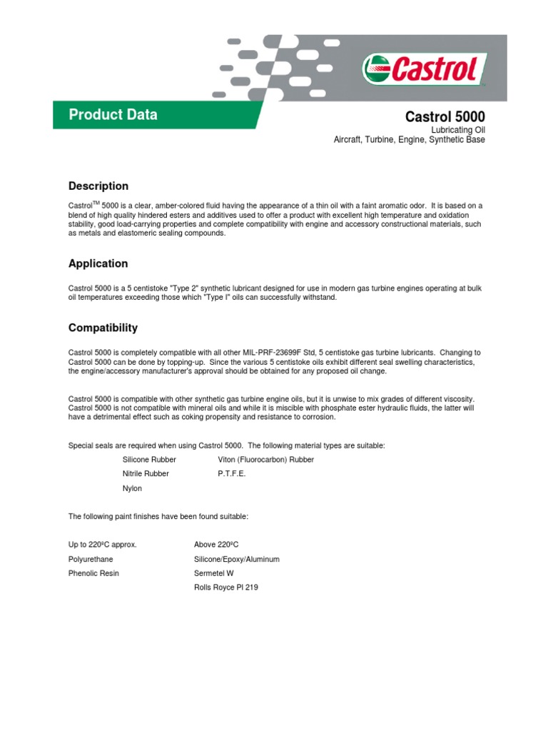 High Performance Synthetic Lubricating Oil for Aircraft Turbine Engines ...