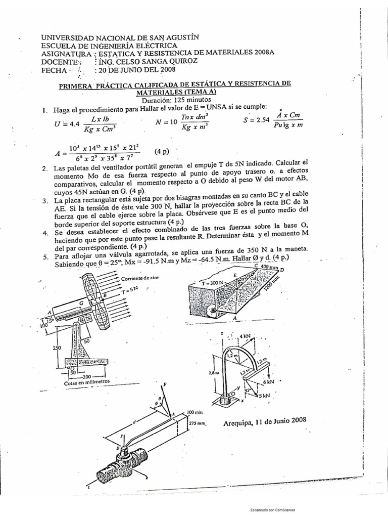 Examen de Estatica | PDF