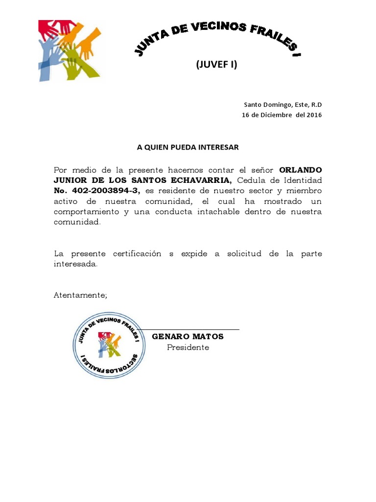 Carta de Junta de Vecinos | PDF