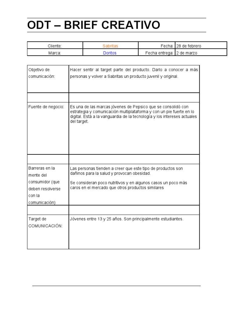 Brief creativo | Negocios