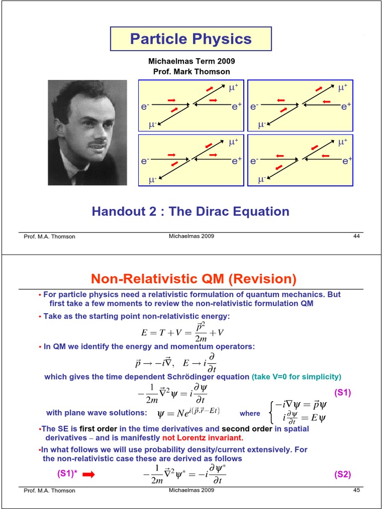 Particle Physics: Non-Relativistic QM (Revision) | PDF | Spin (Physics) | Wave Function