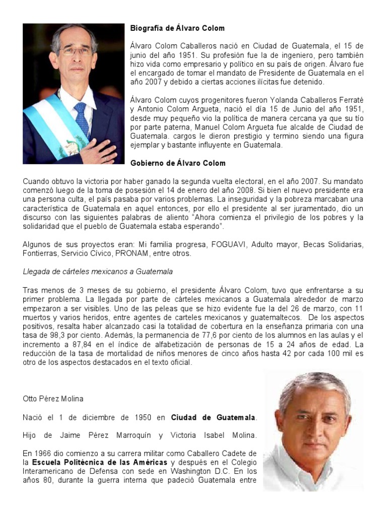 Biografía de Álvaro Colom | PDF | Guatemala | Gobierno