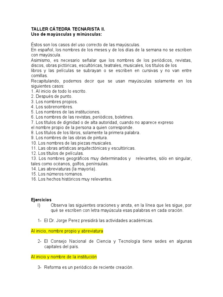 Uso de Mayúsculas en Español | PDF