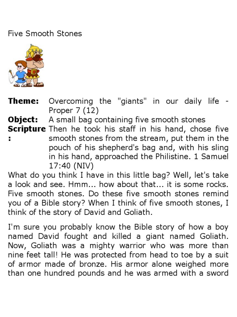 Five Smooth Stones | PDF | Goliath | David