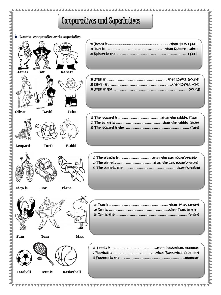 Comparatives and Superlatives: Use The Comparative or The Superlative ...