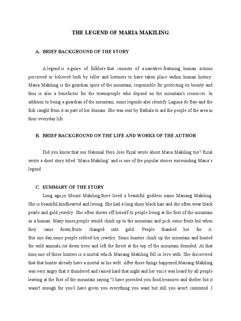 The Legend of Maria Makiling Explained | PDF