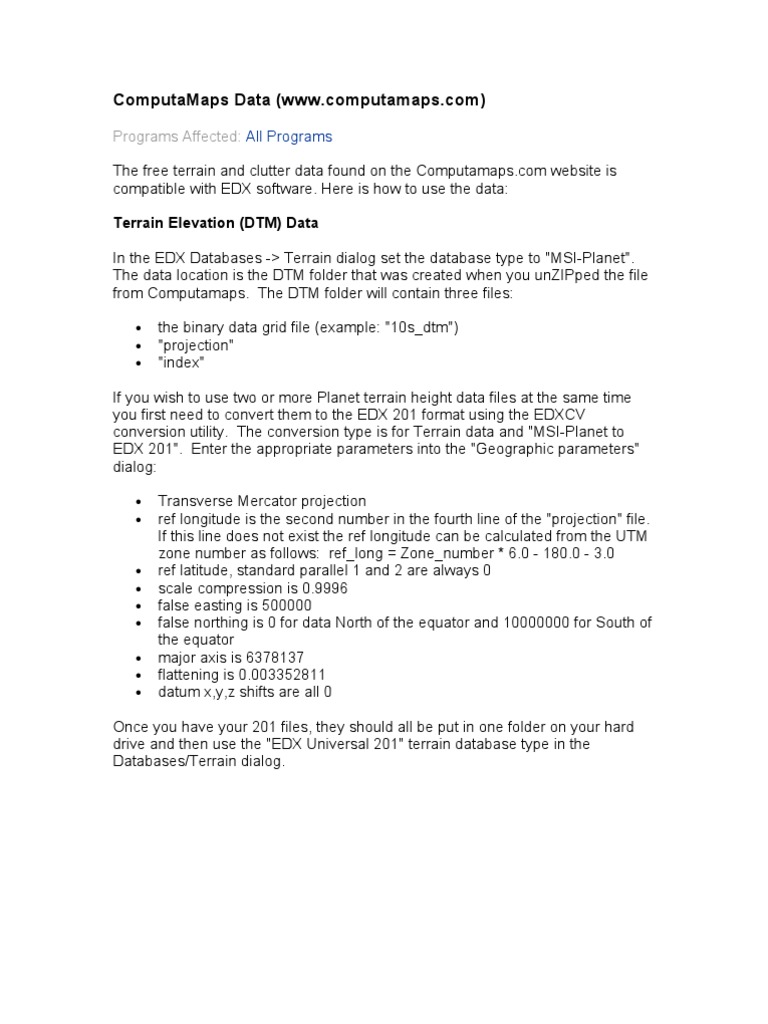 ComputaMaps Data Conversion Instructions | PDF | Computer File | Geodesy