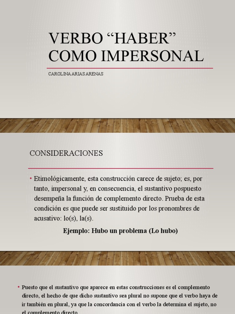 Verbo Haber Como Impersonal | PDF | Artes del Lenguaje y Comunicación ...