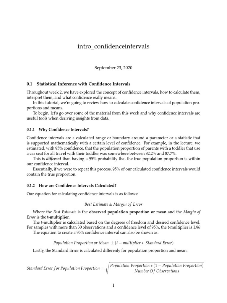 Intro - Confidenceintervals: 0.1 Statistical Inference With Confidence ...