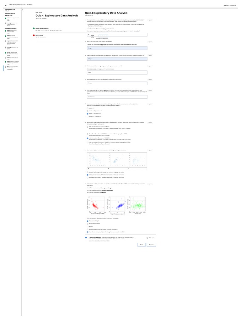 Quiz 4: Exploratory Data Analysis | PDF | Data Analysis | Array Data ...