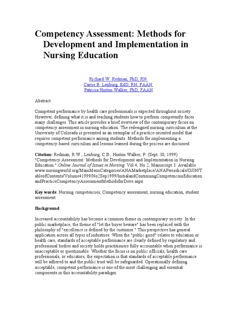 Competency Assessment | Download Free PDF | Competence (Human Resources) | Curriculum