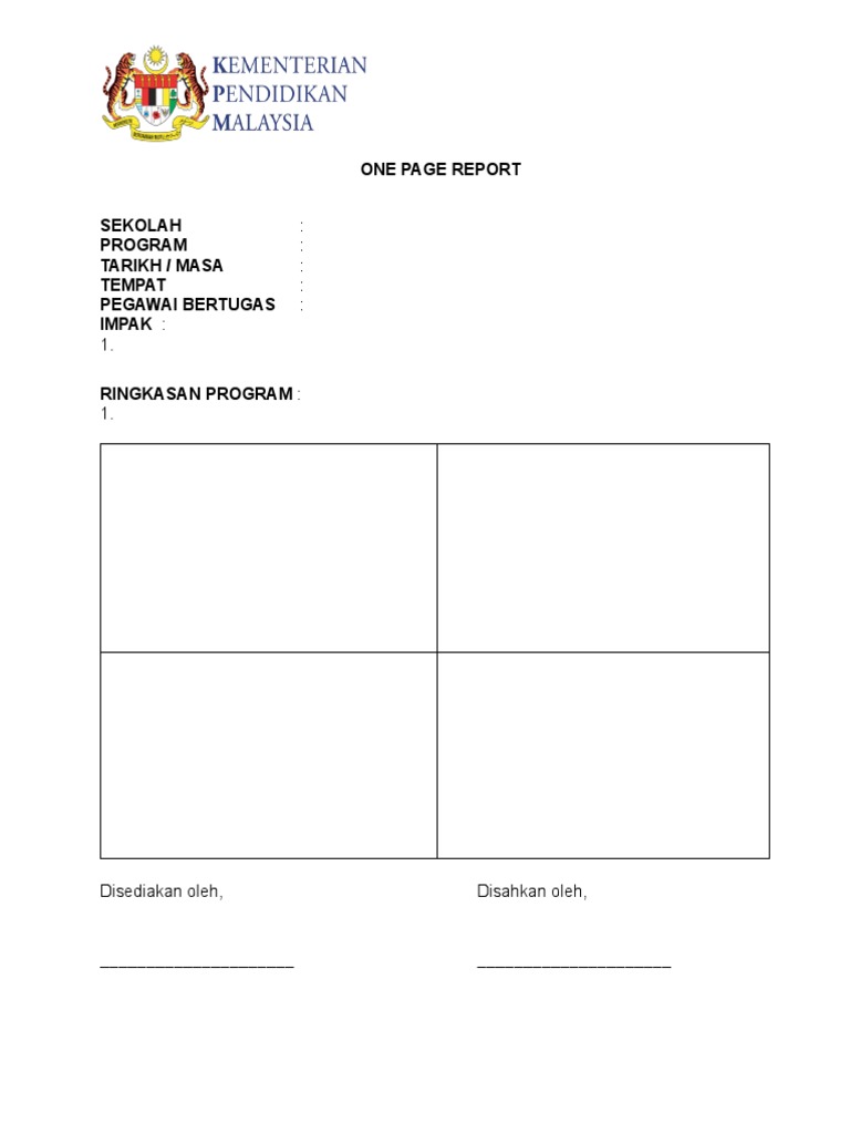 Contoh One Page Report | PDF