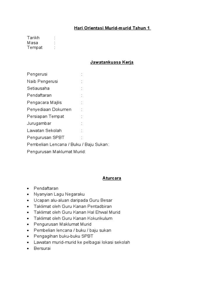 CONTOH Hari Orientasi | PDF
