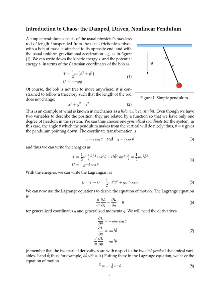 Introduction To Chaos: The Damped, Driven, Nonlinear Pendulum | PDF | Chaos Theory | Attractor