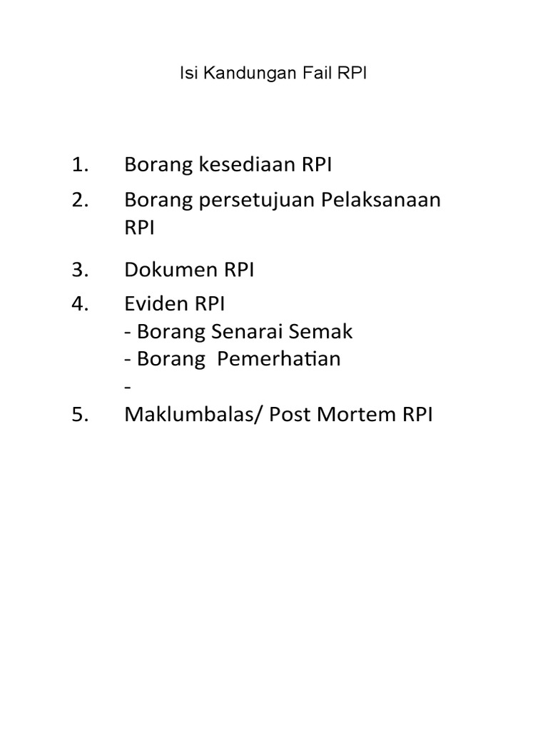 Isi Kandungan Fail RPI | PDF