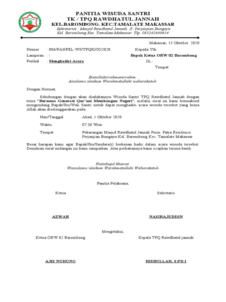 Surat Undangan Menghadiri Acara | PDF