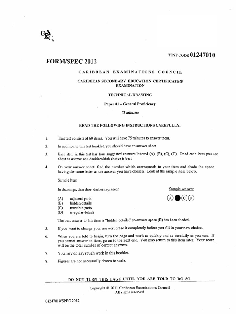 CSEC Technical Drawing 2012 P1 | PDF | Circle | Elementary Geometry